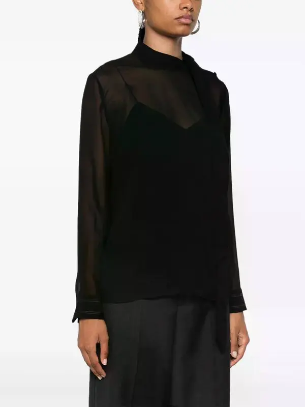 Gucci Silk Georgette Crepe High Neck Blouse