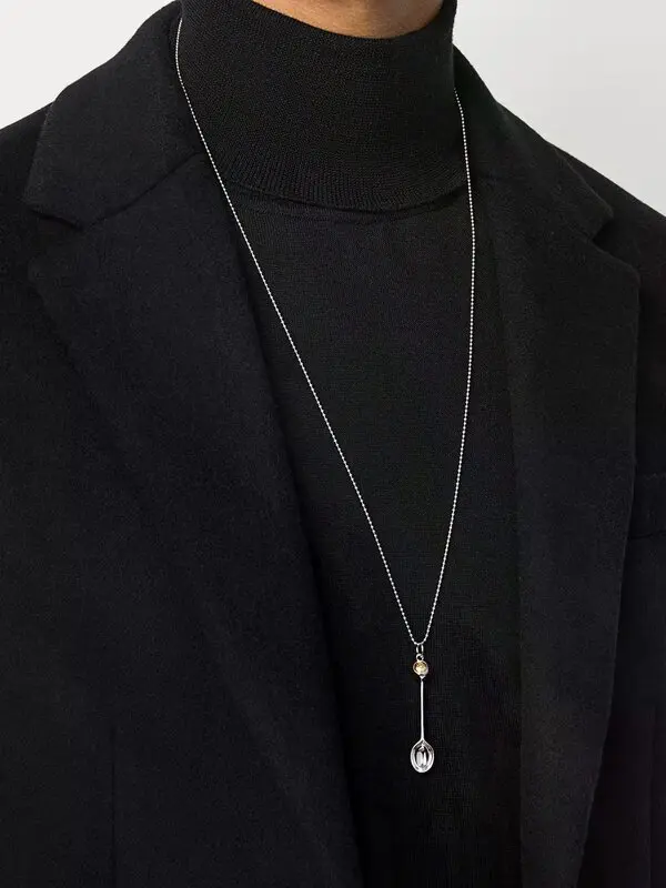 TRUE ROCKS Eight Ball High Bump Pendant Necklace - Metallic