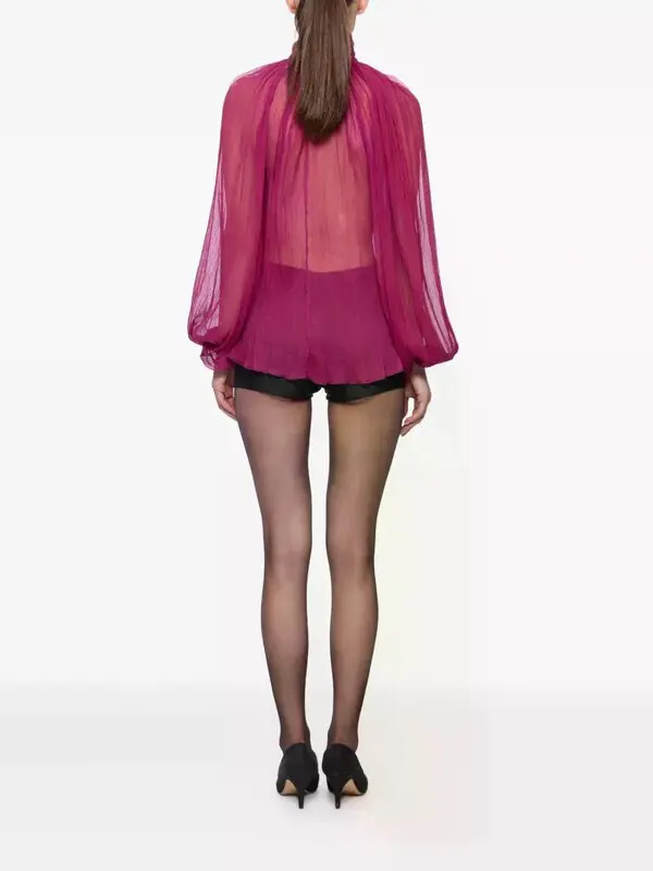 ATU BODY COUTURE Silk Chiffon Crepe Blouse With Attached Scarf - Pink