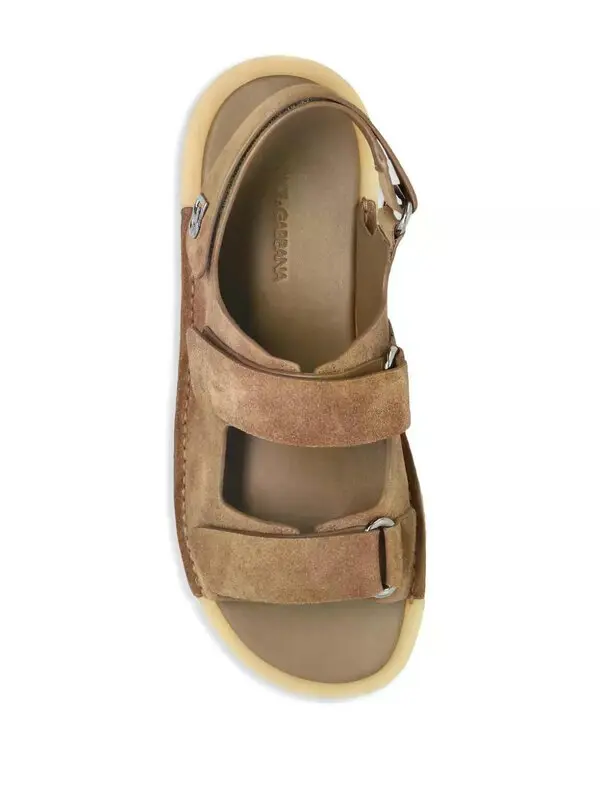 Dolce & Gabbana Touch-strap Leather Sandals - Brown