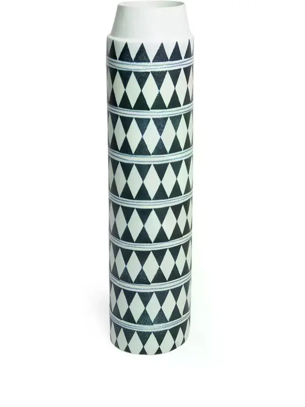 L'Objet Geometric-pattern Collar Vase - Black