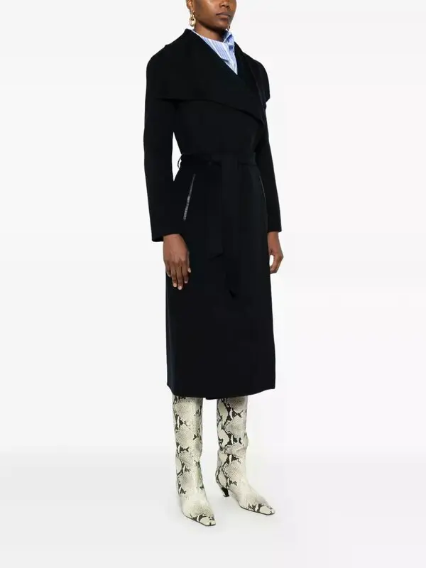 Mackage Mai-cn Coat Midnight Wool Waterfall Collar Wrap Coat - Blue