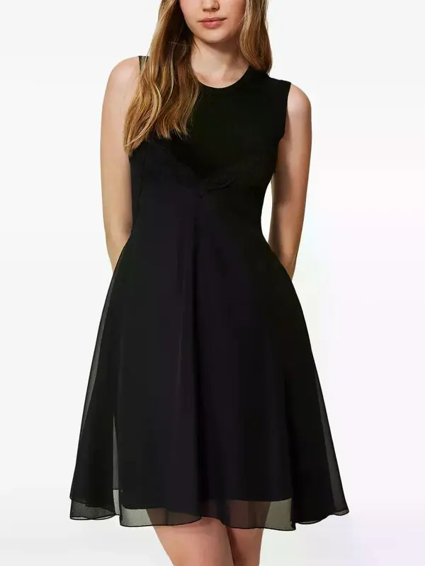 TWINSET Sleeveless Crewneck Mini Dress With Panelled Georgette