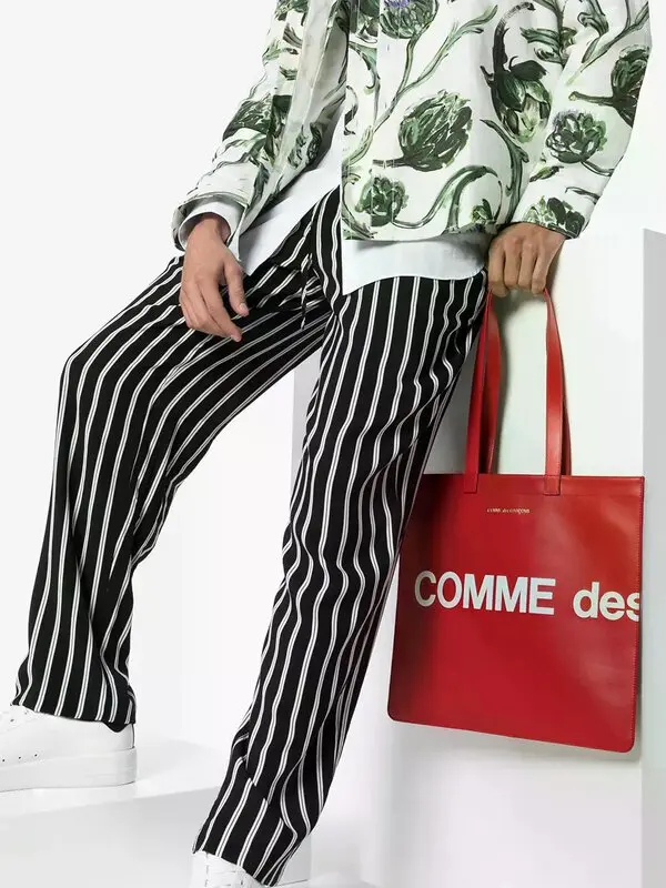 Comme Des Garçons Logo-printed Leather Tote Bag