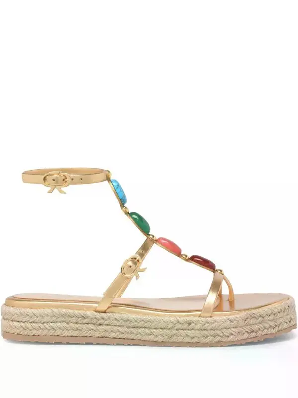 GIANVITO ROSSI Tone Gemstone Embellished Espadrille Sandals