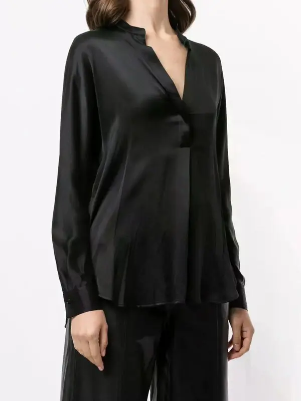 Vince Silk V-neck Blouse - Black