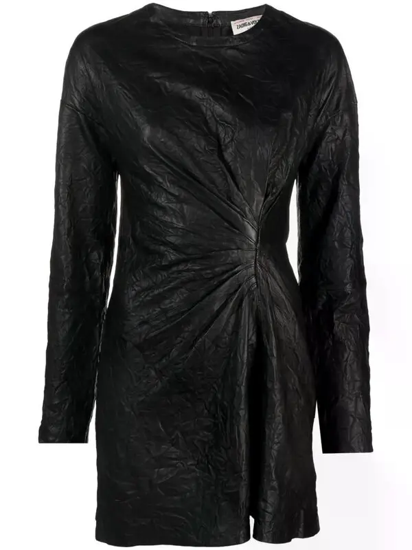 Zadig&Voltaire Rixina Gathered Leather Minidress - Black