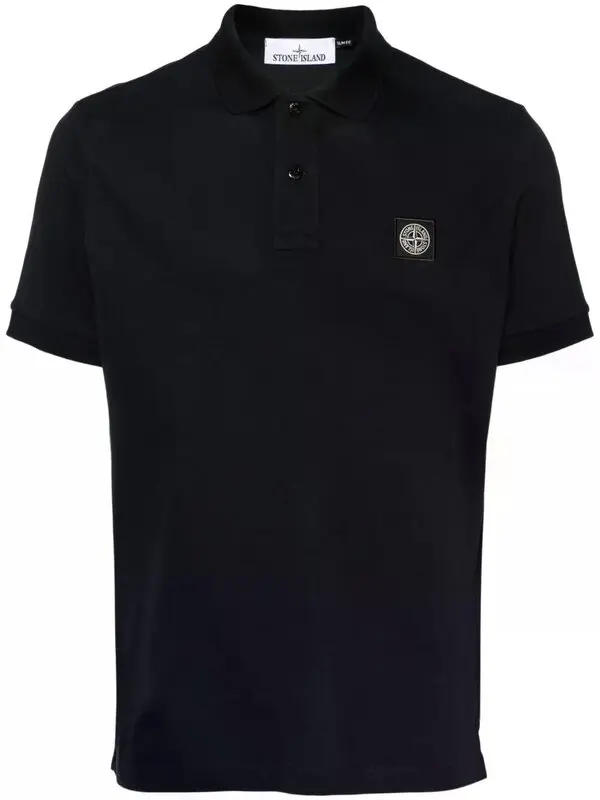 Stone Island Compass-badge Piqué Polo Shirt - Blue