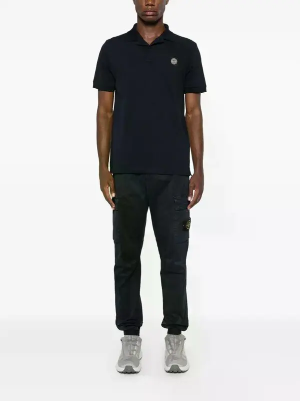 Stone Island Compass-badge Piqué Polo Shirt - Blue