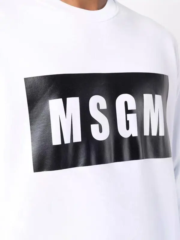 MSGM Cotton Logo Print Sweatshirt - White