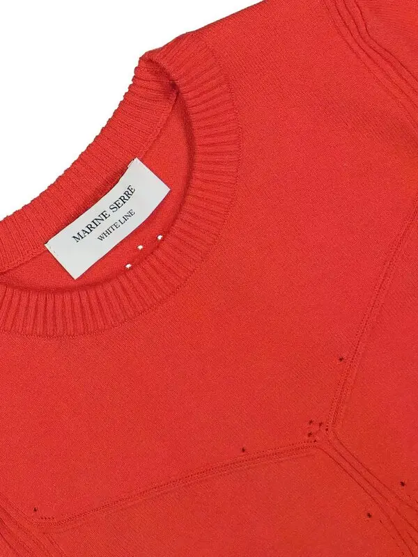 MARINE SERRE Cropped Knitted Top - Red