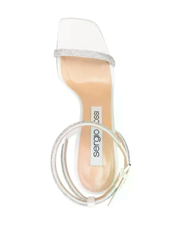 SERGIO ROSSI 100mm Rhinestone-embellished Satin Sandals - Silver