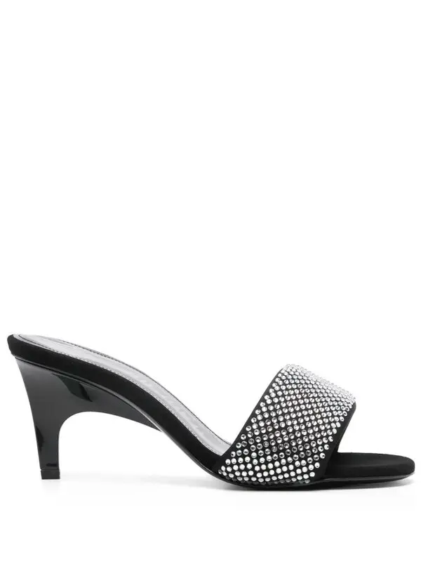 Attico Crystal-embellished Mules - Black
