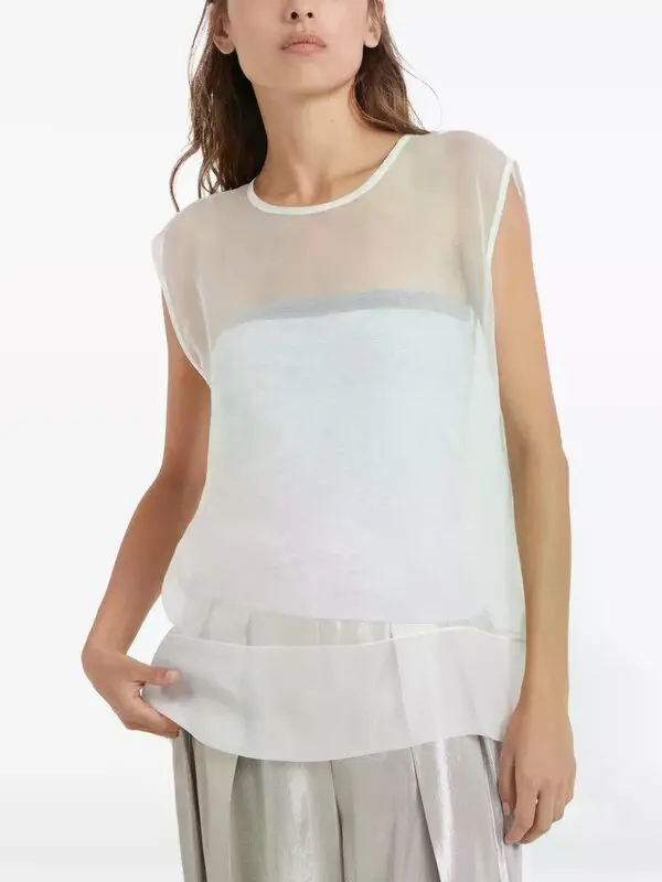 Brunello Cucinelli Sheer Sleeveless Blouse