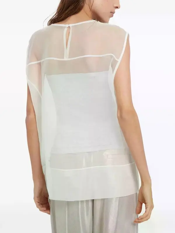 Brunello Cucinelli Sheer Sleeveless Blouse