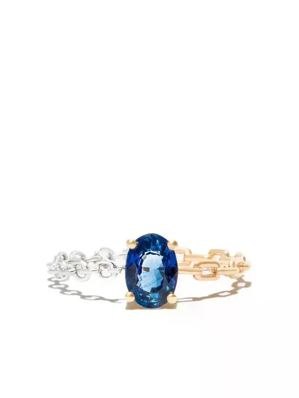 Yvonne Léon 9kt Yellow Gold And Multi-chain Solitaire Sapphire Ring