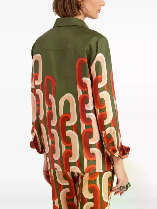 La DoubleJ Silk Geometric Print Shirt