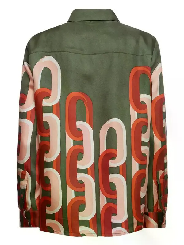 La DoubleJ Silk Geometric Print Shirt