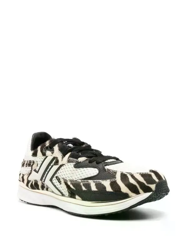 LANVIN Zebra Print Panelled Sneakers - Neutrals