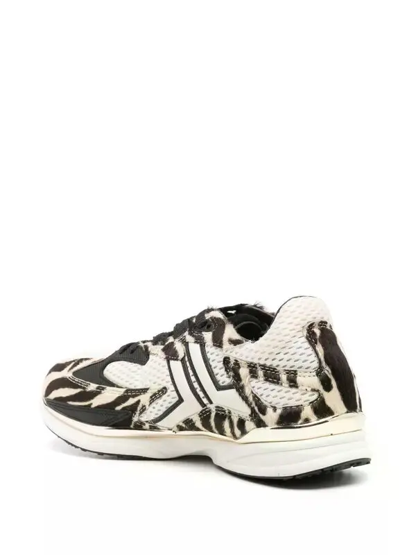 LANVIN Zebra Print Panelled Sneakers - Neutrals