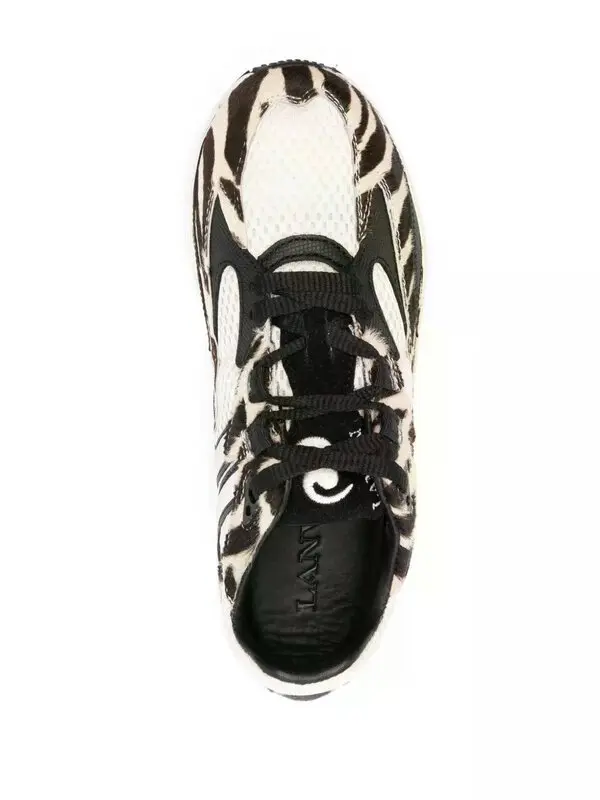 LANVIN Zebra Print Panelled Sneakers - Neutrals