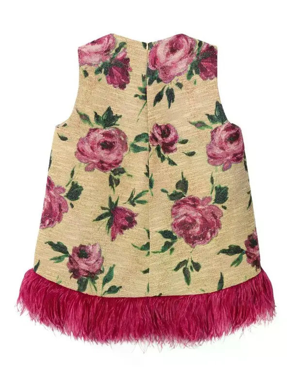 La DoubleJ La Scala Sleeveless Top With Feather Trim - Neutrals