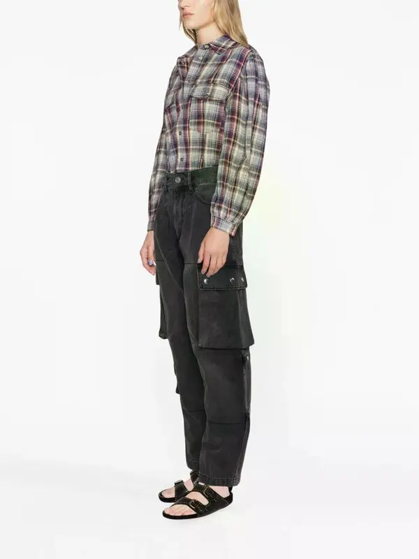 MARANT ETOILE Lidzy" Plaid Check Puff-sleeve Shirt - Neutrals