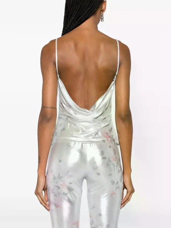 MARGHERITA MACCAPANI Laminated Butterfly Print Cowl Neck Tank Top