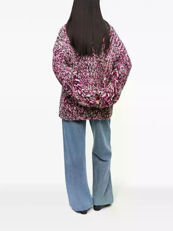 GANNI Chunky-knit V-neck Cardigan With Patch Pockets