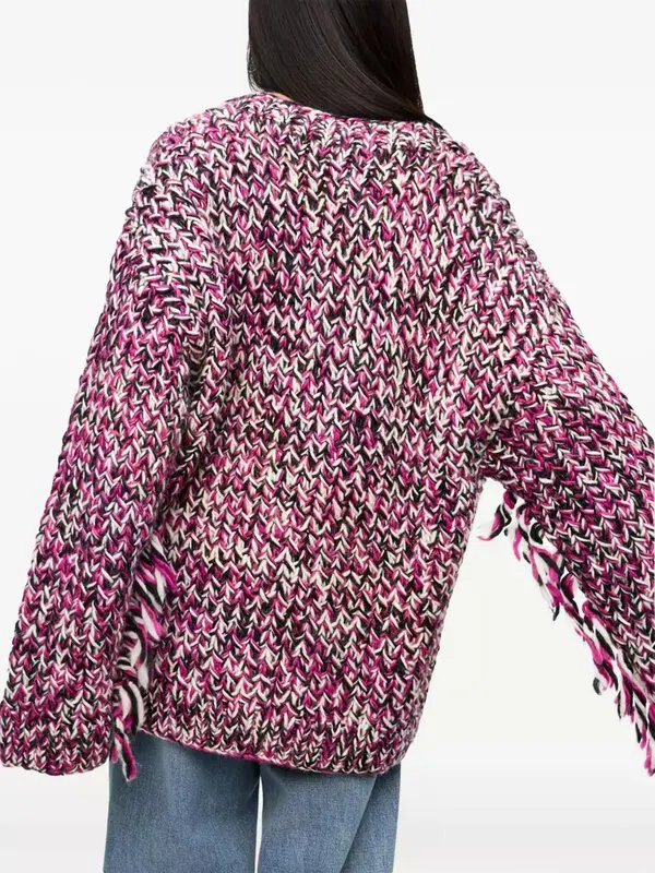 GANNI Chunky-knit V-neck Cardigan With Patch Pockets