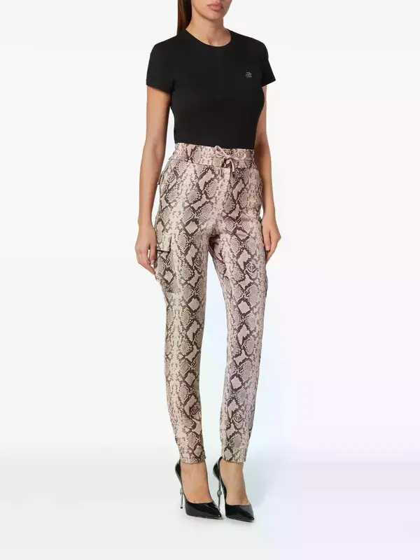 Philipp Plein Snakeskin-print Satin Cargo Trousers