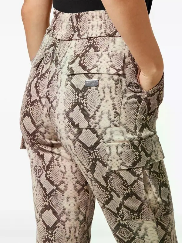 Philipp Plein Snakeskin-print Satin Cargo Trousers