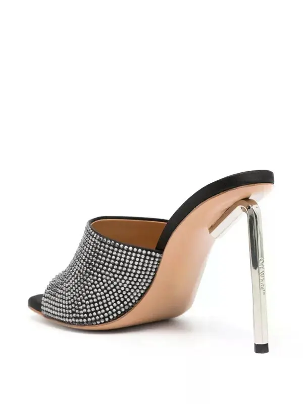 Off-White Crystal Embellished Mules - Black