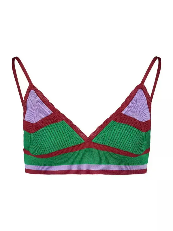 PAULA Sard Stripes Knitted Bra - Green