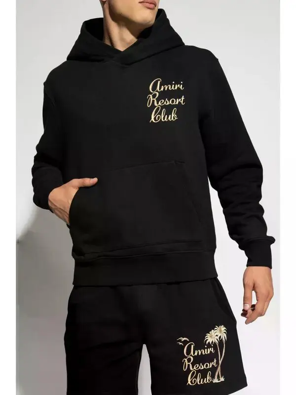 Amiri Embroidered Logo Cotton Hoodie