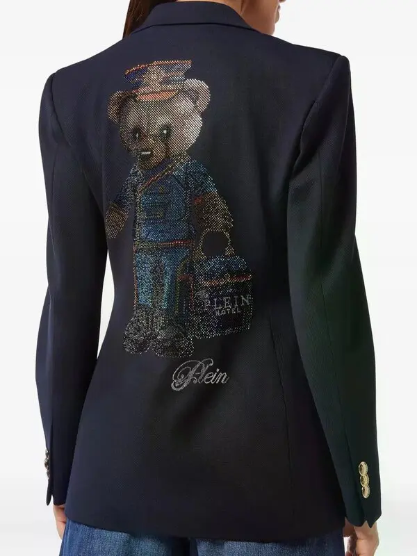 Philipp Plein Marine Double-breasted Blazer With Embellishments