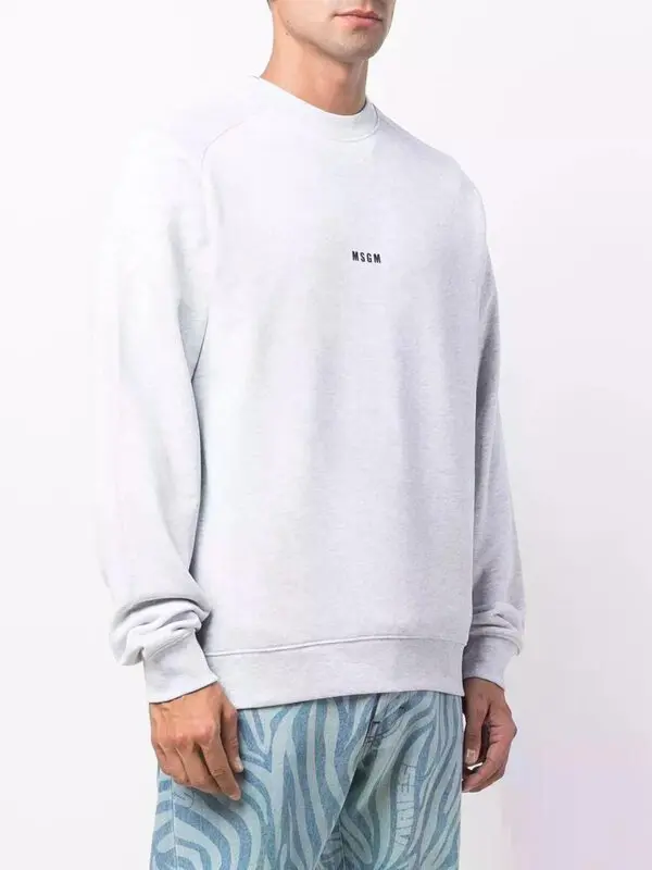 MSGM Crew Neck Jumper With Logo Detail - Grey