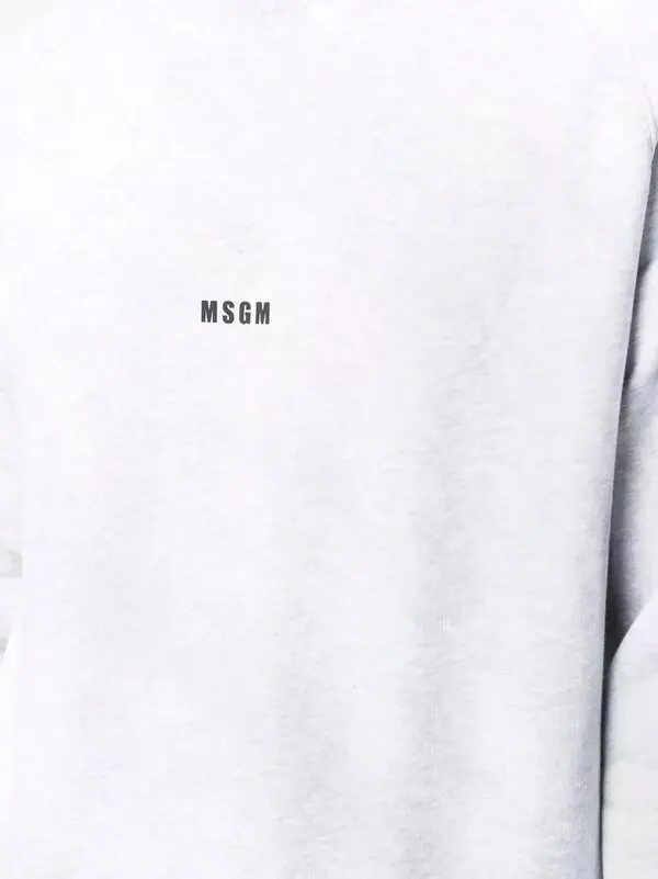 MSGM Crew Neck Jumper With Logo Detail - Grey