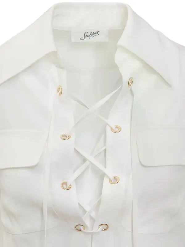 Seafarer Lace-up Shirt With Flap Pockets