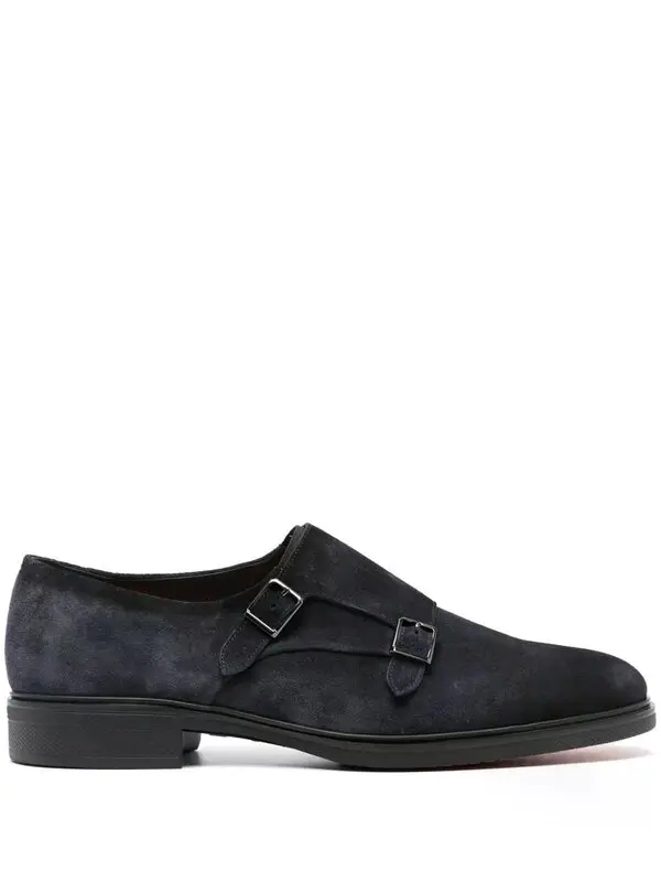 Santoni Suede Double Monk Strap Shoes