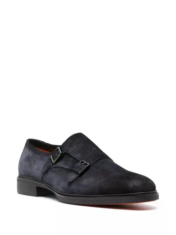 Santoni Suede Double Monk Strap Shoes