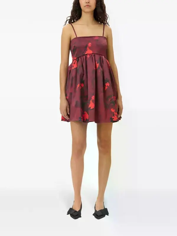 GANNI Printed Satin Mini Dress