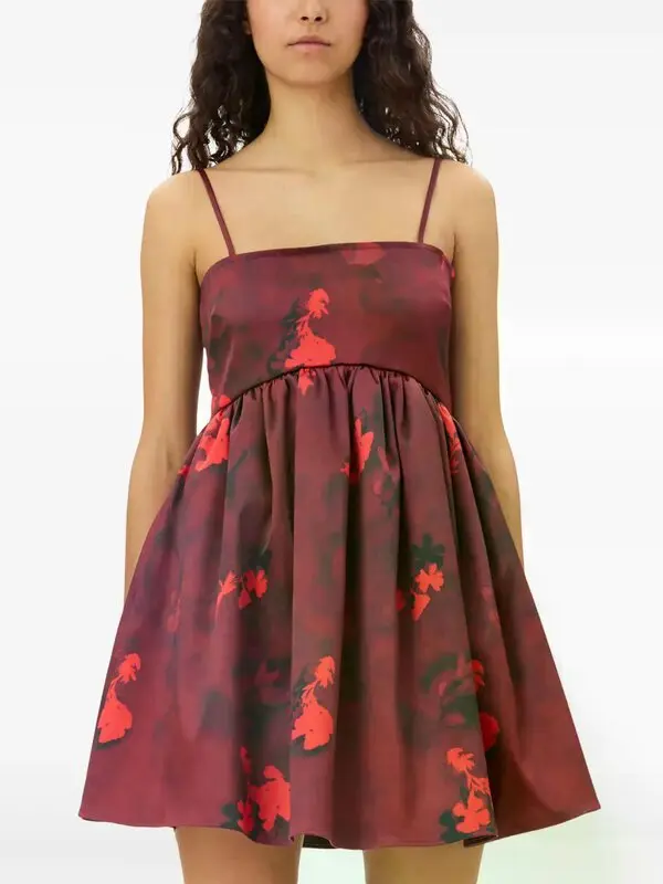GANNI Printed Satin Mini Dress