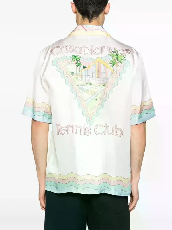 Casablanca Cuban-collar Silk Shirt