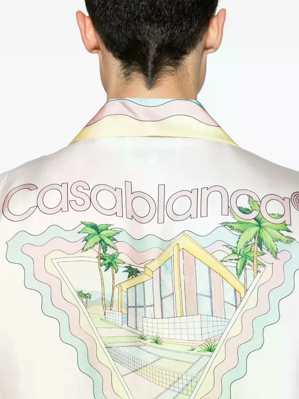 Casablanca Cuban-collar Silk Shirt