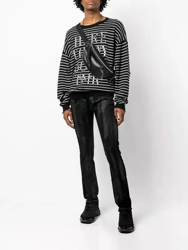 HACULLA. Here Today Gone Tmr" Striped Distressed Sweatshirt