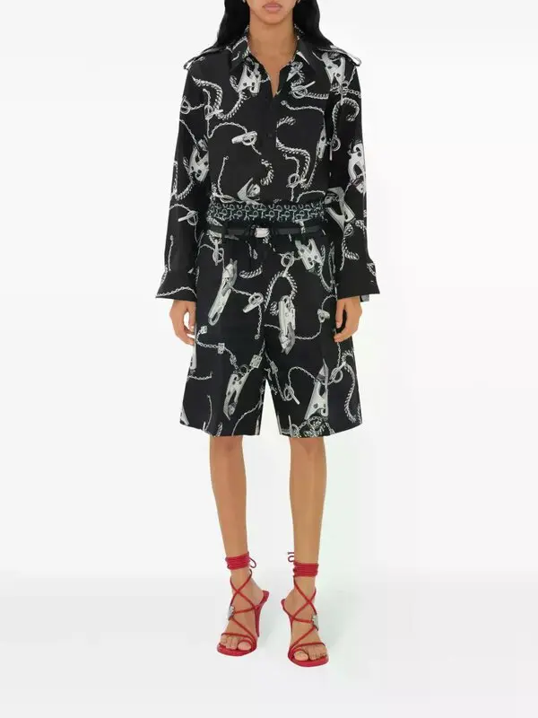 Burberry Chain Link Print Pleated Shorts - Silver