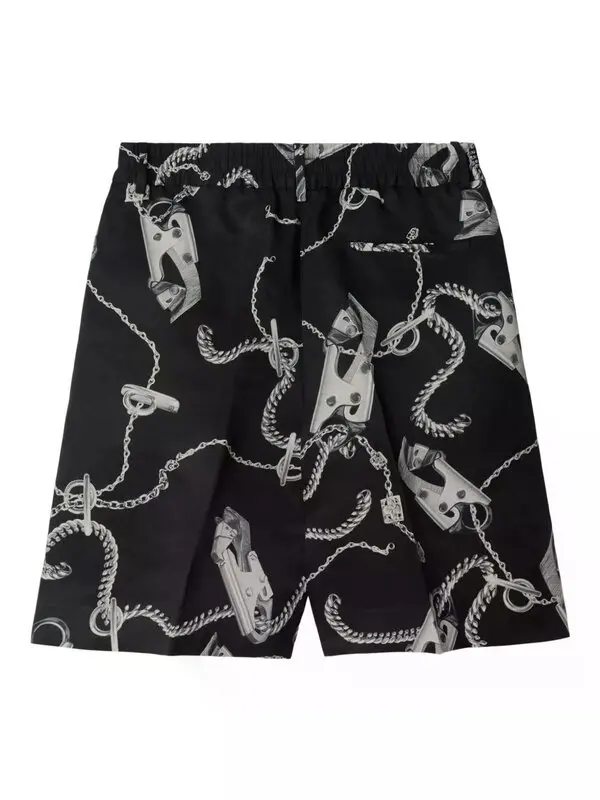 Burberry Chain Link Print Pleated Shorts