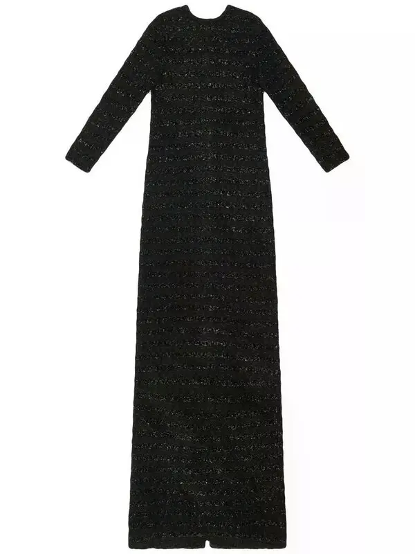Balenciaga Tweed Button-back Maxi Dress