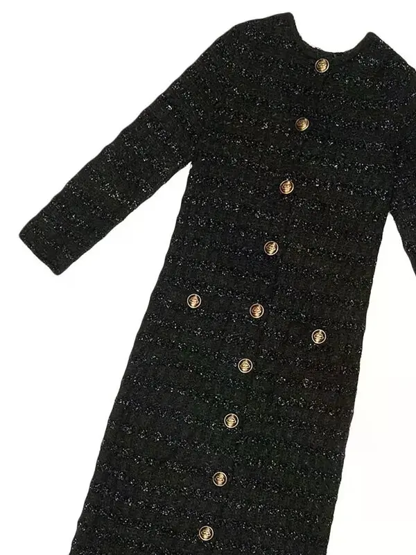 Balenciaga Tweed Button-back Maxi Dress